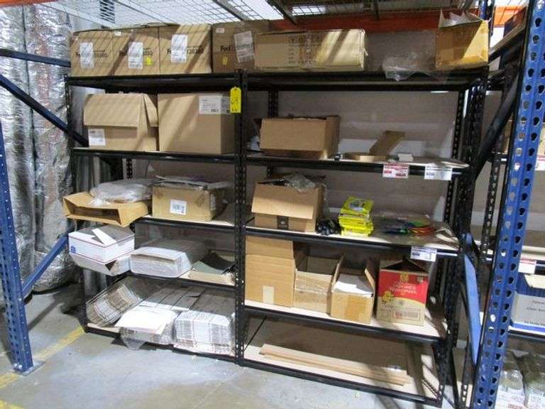 METAL STORAGE SHELF WITH WOOD INSERTS INCLUDING CONTENTS AS SHOWN ...