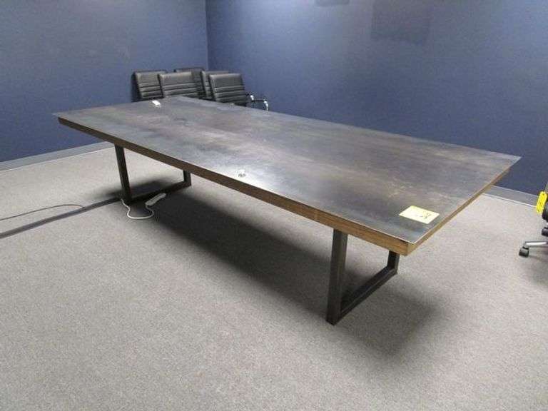 HEAVY DUTY METAL FRAME AND TOP CONFERENCE TABLE - APPROX. 48" X 10 ...