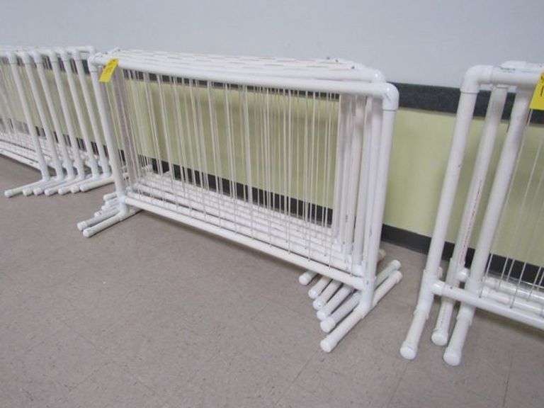 LOT, (3) 10' PVC/ROPE BARRICADES AND (13) 5' PVC/ROPE BARA CASES ...