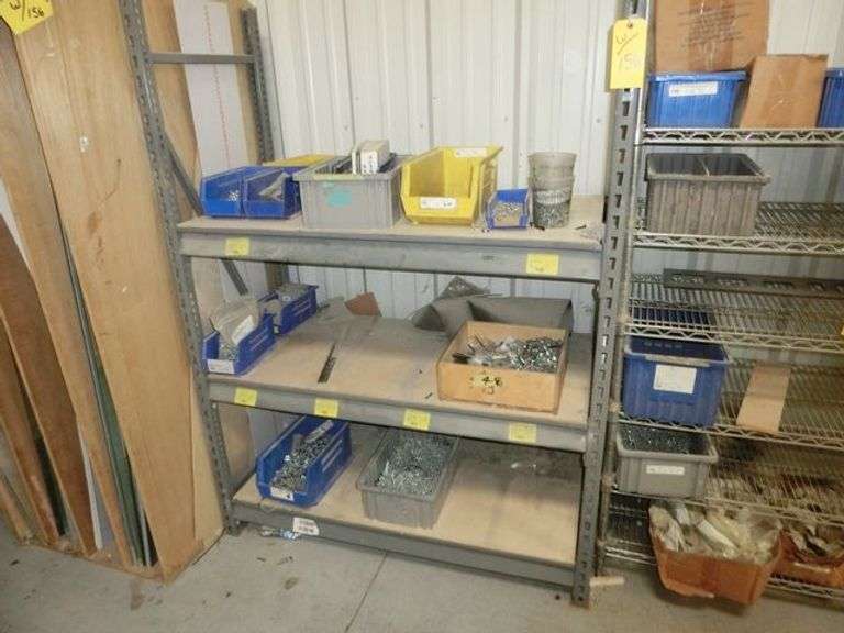 LARGE LOT OF ASSORTED AS SHOWN, NDF RACK W/CONTENTS OF FASTENERS, ULINE ...