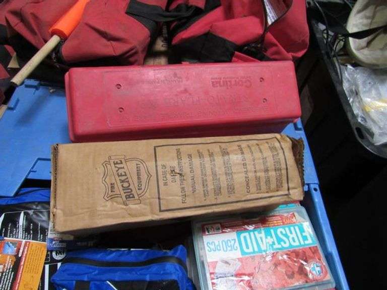 PALLET, ASSORTED FIRST AID KITS, TRIANGLE FLARE KITS AND FIRE ...