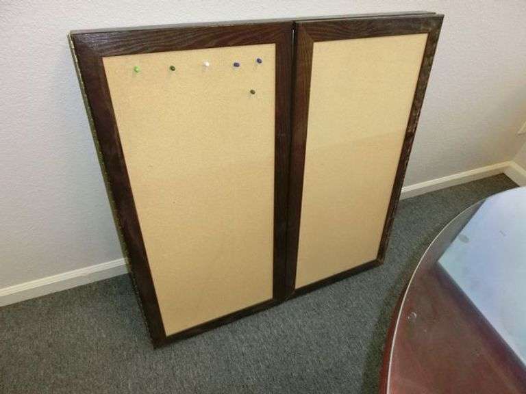 CLOSEABLE WHITE BOARD WITH CORKBOARD ON FRONT AS SHOWN, 36" X 36 ...