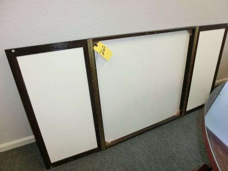 CLOSEABLE WHITE BOARD WITH CORKBOARD ON FRONT AS SHOWN, 36" X 36 ...