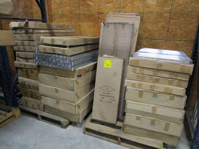 CONTENTS ON FLOOR ON (2) SKIDS, ASSORTED WIRE SHELVES, 24" & 18" AS SHOWN - Rosen Systems