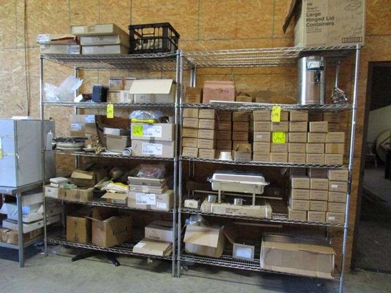 (2) WIRE RACKS AND CONTENTS INCLUDING ASSORTED SHARP BLADE, 6-WEDGE RO ...