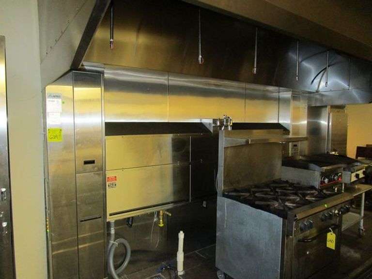 AVTEC VENT HOOD SETUP WITH BACK SPLASH, APPROX. 12', (BUYER MUST REMOVE PROPERLY WITH NO DAMAGE ...