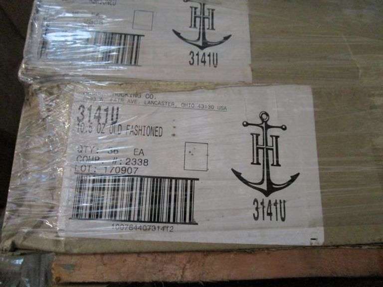 CONTENTS ON (4) SKIDS IN PALLET RACK INCLUDES ASSORTED GLASSWARE, ETC ...