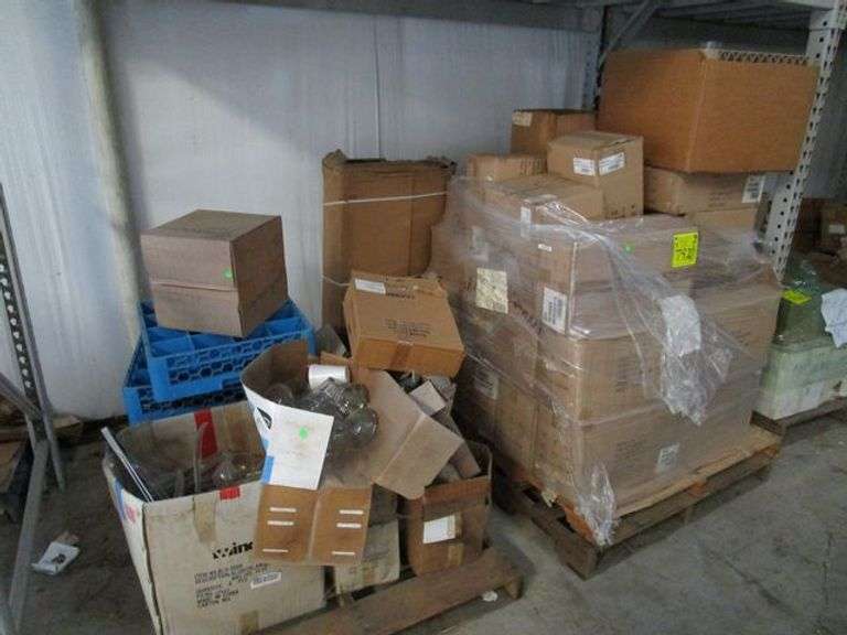 CONTENTS ON (4) PALLET RACKS IN (1) SECTION OF PALLET RACKING, INCLUDES ...