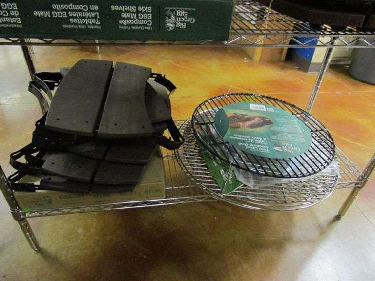 CONTENTS ON WIRE RACK, ASSORTED BIG GREEN EGG ATTACHMENTS, INCLUDING ...