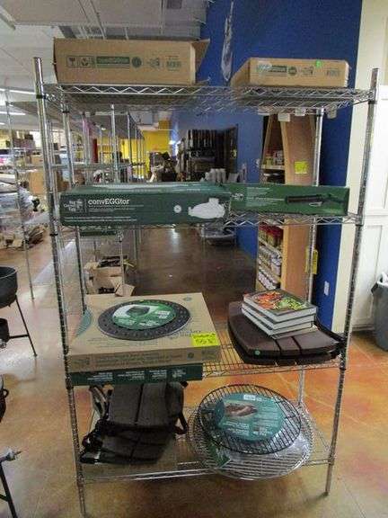 CONTENTS ON WIRE RACK, ASSORTED BIG GREEN EGG ATTACHMENTS, INCLUDING ...