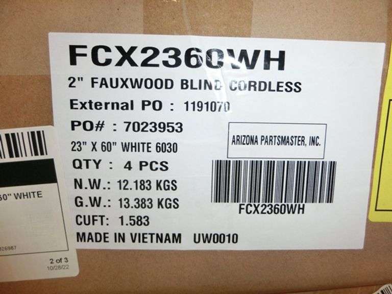 2" FAUXWOOD CORDLESS WHITE 23 X 6 - Rosen Systems