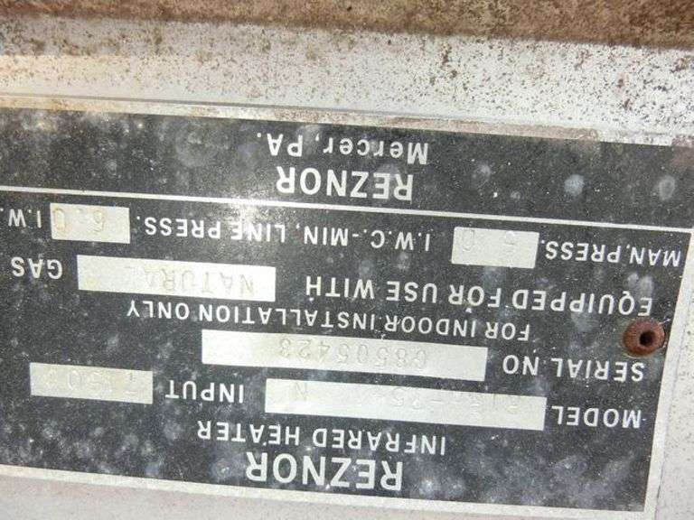 (3) RENZOR HEATER, ASSORTED, NATURAL GAS - Rosen Systems
