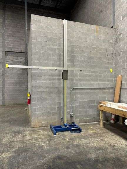 LOT, BLIND CUTTING MACHINE AS SHOWN IN WAREHOUSE CORNER, T-SHAPE APPROX ...