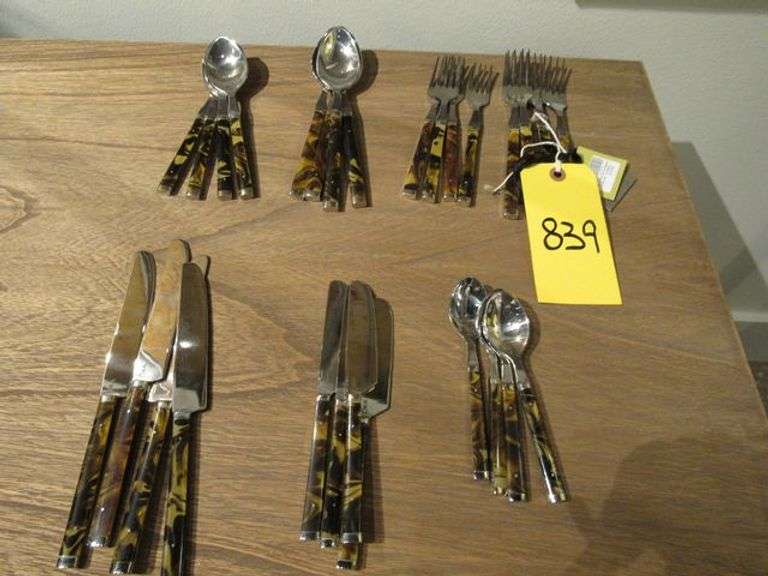 ESIO 28 PC FAUX TORTOISE SHELL CUTLERY SET - Rosen Systems