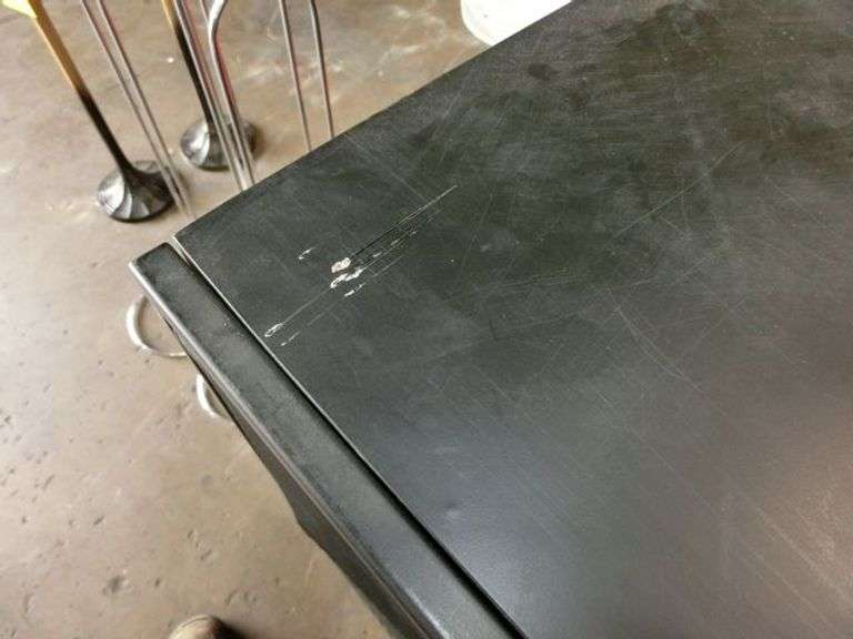 WOOD CABINET WITH (2) METAL DOORS AS SHOWN - APPROX. 32" X 16" X 32 ...