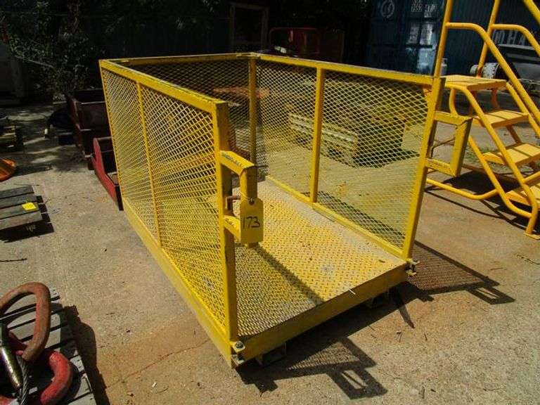 YELLOW HEAVY DUTY MAN SAFETY LIFT CAGE WITH FORKLIFT INSERTS - APPROX ...