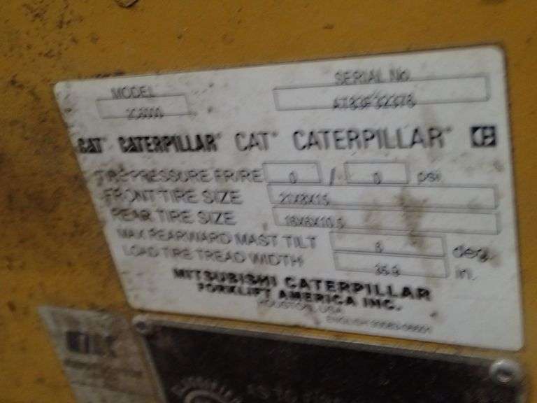 CATERPILLAR FORKLIFT MODEL 2C6000 SERIAL AT83F32376 *DELAYED REMOVAL ...