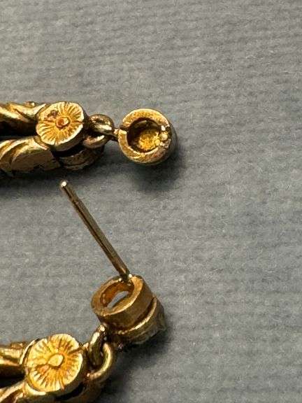 22 KARAT ROUND 0.26, ROSE CUT 3.23, PS-150 DROP LONG DIAMOND EARRINGS ...