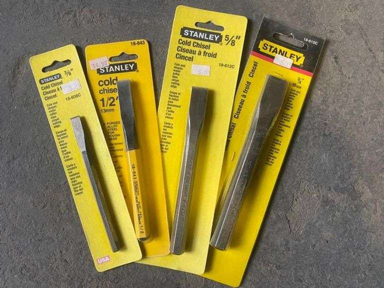 Stanley - Cold Chisels, Variouse Sizes 3/4", 5/8", 1/2", 3/8" (sold 4x ...