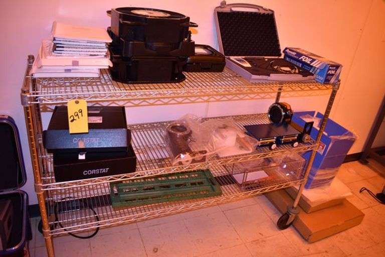 PORTABLE METRO RACK, APPROX. 18" X 60" X 42" HIGH WITH CONTENTS, FILM ...