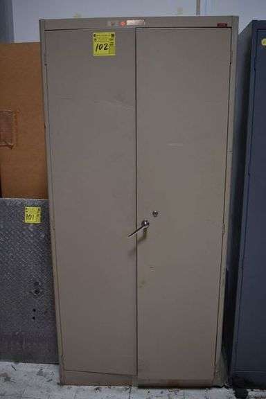 EMPTY 2-DOOR METAL STORAGE CABINET, TAN, APPROX. 36" X 21" X 78" HIGH ...