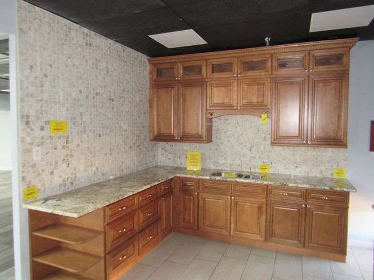 KITCHEN CABINETS WITH COUNTER TOP AND SINK AS SHOWN - APPROX. 98" X 113 ...