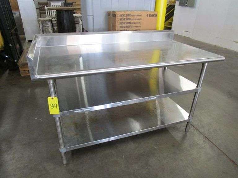 3-TIER STAINLESS STEEL FOOD PREP TABLE W/CORNER WALL SIDE, APPROX. 30 ...