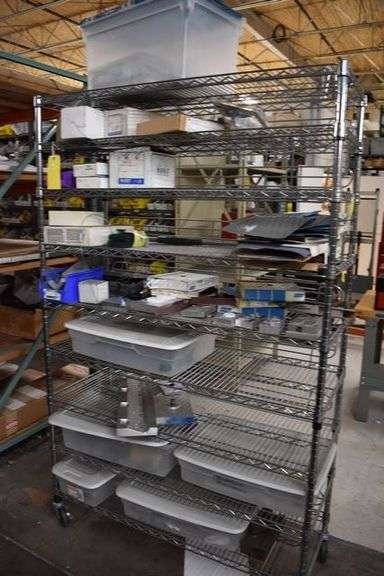 PORTABLE METRO RACK, APPROX. 18" X 48" X 84" HIGH, WITH CONTENTS ...