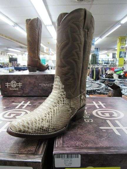 MEN'S BOOTS CIRCLE G SIZE 11.5 NATURAL BROWN PYTHON - Rosen Systems