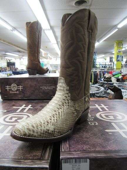 MEN'S BOOTS CIRCLE G SIZE 13 NATURAL BROWN PYTHON - Rosen Systems
