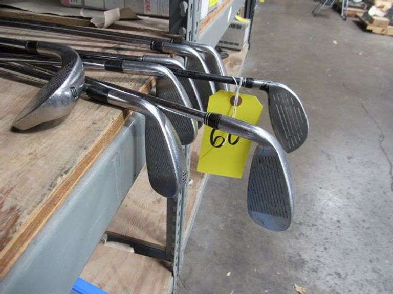 GOLF CLUBS, 5-9 IRON, 4 HYBRID, GAP WEDGE, PITCHING WEDGE AND KING ...