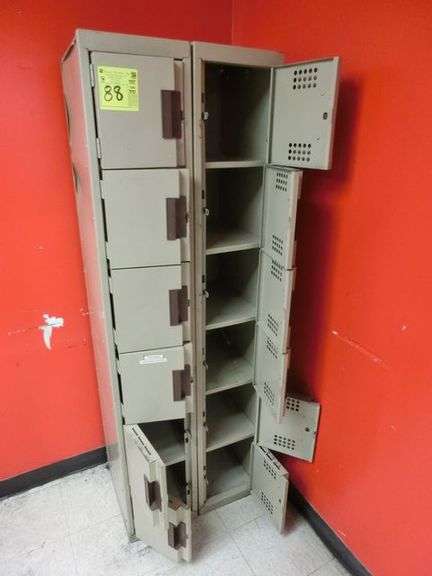 METAL LOCKERS - (12) UNITS *DAMAGED AS SHOWN* APPROX. 24" X 19" X 72 ...