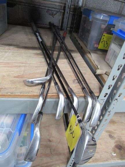 GOLF CLUBS, 5-9 IRON, 4 HYBRID, GAP WEDGE, PITCHING WEDGE AND KING ...