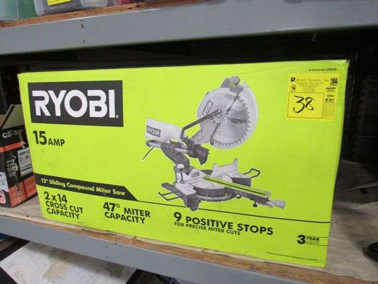 12" SLIDING COMPOUND MITER SAW, RYOBI MDL TSS121 *IN BOX* - Rosen Systems