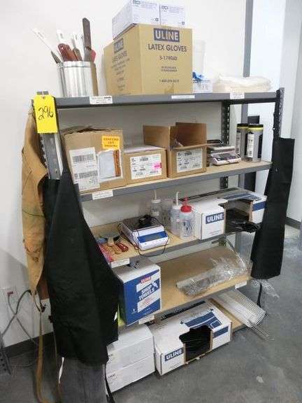 ULINE SHELVING UNIT WITH CONTENTS AS SHOWN - APPROX. 48" X 18" X 60 ...