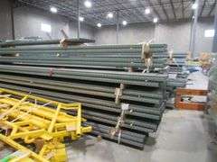 LARGE LOT, ASSORTED 9' CROSS BEAMS, 32' RACK UPRIGHTS, 33" CROSS BEAMS ...