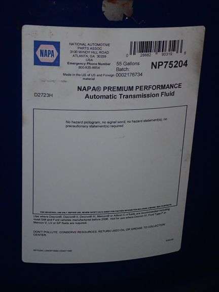 55 GALLON DRUM NAPA PREMIUM PERFORMANCE AUTOMATIC TRANSMISSION FLUID ...