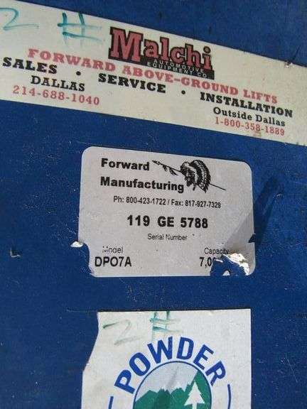 2-POST AUTOMOTIVE LIFT, FORWARD 7,000-LB MDL DP07A WITH HYDRAULICS AND ...