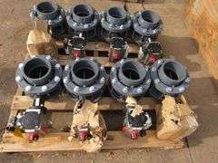 SKID OF (8) 5" PVC BUTTERFLY VALVES W/POWER VALVE CONTROL. 140 DN125 ...