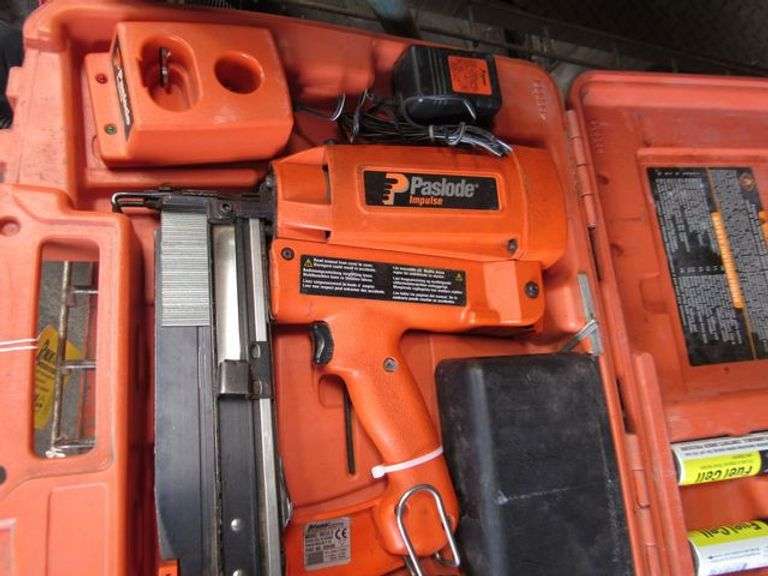 (2) PASLODE IMPULSE NAIL GUNS WITH CARRYING CASE AND (1) EXTRA CARRYING ...