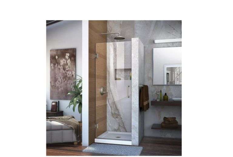 DreamLine Unidoor 28 in. x 72 in. Frameless Hinged Shower Door in ...