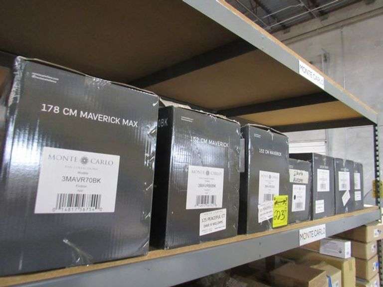 LOT OF (7) BOXES, (1) 70" MAVERICK MAX MONTE CARLO 3MAVR70BK, (2) 60 ...