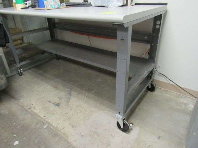 ROLLING UTILITY TABLE, APPROX.38" HIGH X 6' LONG X 3; WIDE, W ...