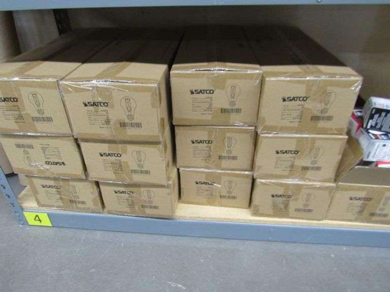 Contents Of Shelf, Approx. (45) Boxes Of Assorted Satco Light Bulbs