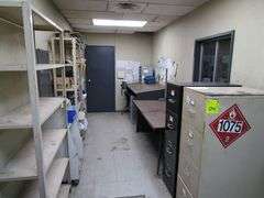 CONTENTS OF SHOP OFFICE, (1) DRAFTING TABLE, (1) WOOD TABLE, (1) WOOD/METAL DESK, (2) 4-DRAWER ...