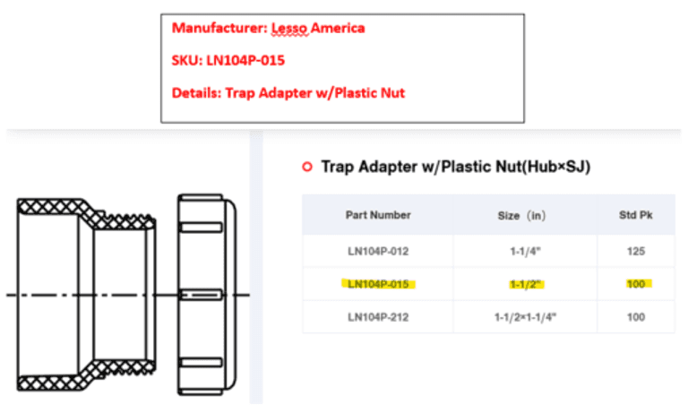PALLET, ASSORTED ITEMS INCLUDING PLASTIC ADAPTERS, SINK STRAINERS AND ...