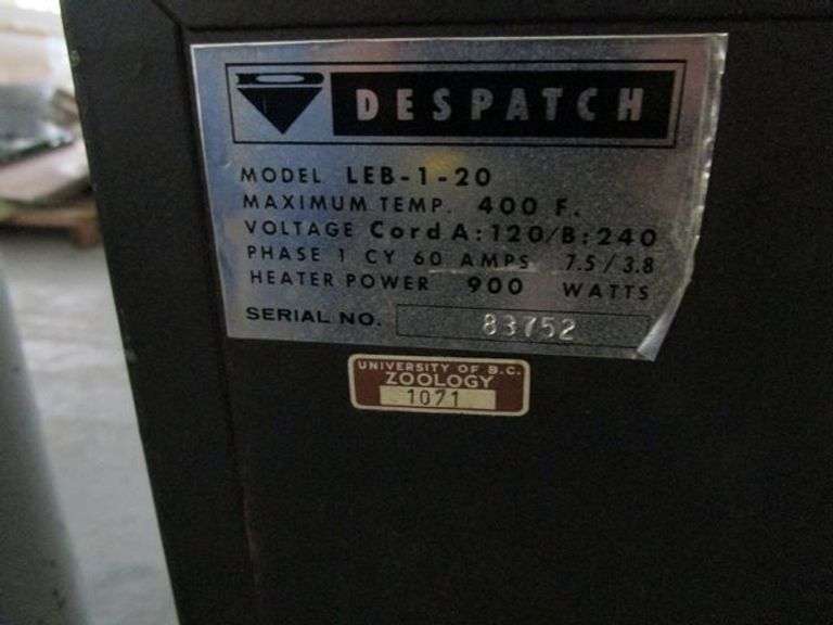 DESPATCH SINGLE DOOR OVEN MDL LEB-1-20 MAXC TEMP 400° 120-V - Rosen Systems