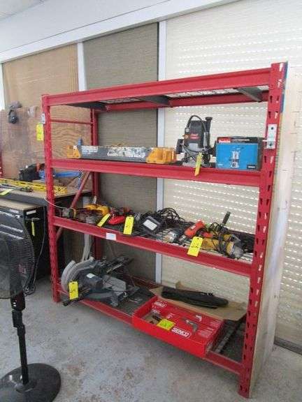 *EMPTY* LIGHT DUTY RED PALLET RACK WITH WIRE DECKING - APPROX,. 24" X 6 ...