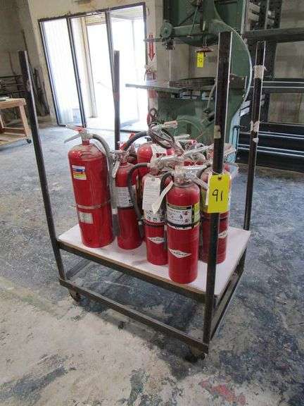 PORTABLE METAL CART W/(10) ASSORTED FIRE EXTINGUISHERS - Rosen Systems