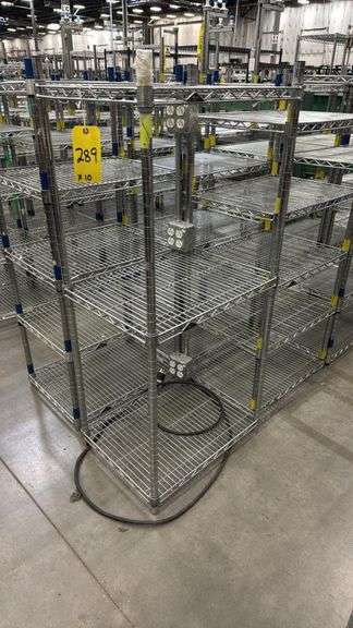 Industrial Metal Wire Shelving Units, 4 Shelves, Electrical Outlets ...